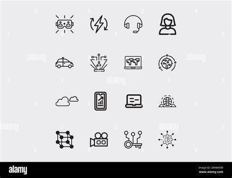 Information Technology Line Icons Collection Big Ui Icon Set In A Flat