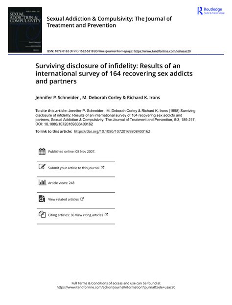 Pdf Surviving Disclosure Of Infidelity Results Of An International