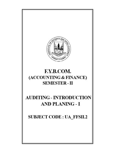 Auditing Introduction And Planning I Pdf