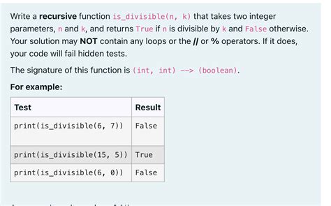 Solved Write A Recursive Function Isdivisible Nk That