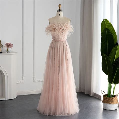 Pink Feather Wedding Dress