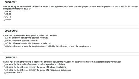 solved question 11 if we are testing for the difference between the