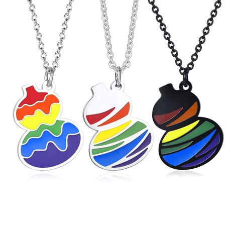레인보우 다채로운 남자의 목걸이 호리병박 펜던트 스테인레스 스틸 O 체인 게이 Lgbt 목걸이 남자 여자 레즈비언 프라이드 선물