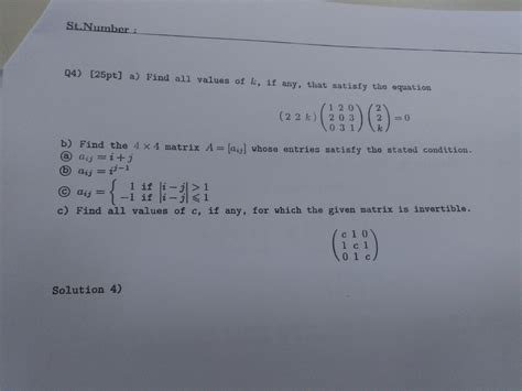 Solved A Find All Values Of K If Any That Satisfy The Chegg Com