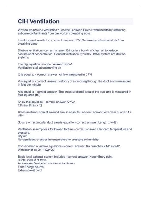 Cih Ventilation Question And Answers 100 Correct 2023 Cih Stuvia Us