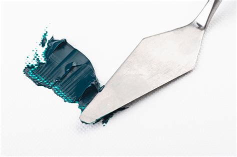 캔버스에 에메랄드 오일 페인트 팔레트 칼로 얼룩 클로즈업 0명에 대한 스톡 사진 및 기타 이미지 0명 개념 개념과 주제 Istock