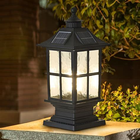 Waterproof Dimming Led Black Modern Solar Post Caps Light With Remote
