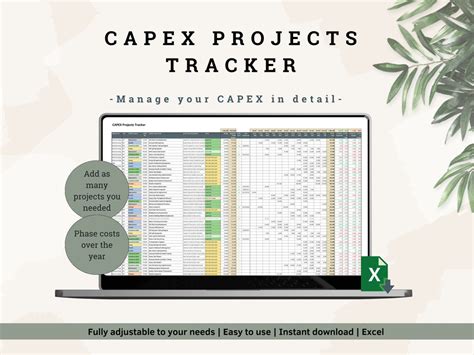 Capex Project Tracker Business Excel Template Digital Download Etsy