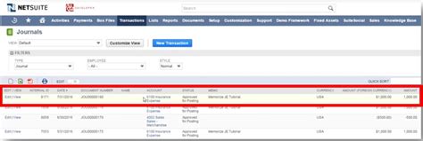 Netsuite Journal Entry Navigation