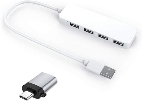 USB Hub With Type C Adapter Port Ultra Slim USB Hub Portable Adapter High Speed Expansion