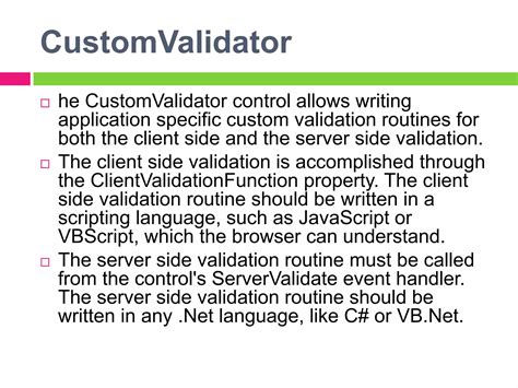Validation Controls In Asp Pptx Computing Technology And Computing