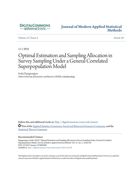 Pdf Optimal Estimation And Sampling Allocation In Survey Sampling Under A General Correlated