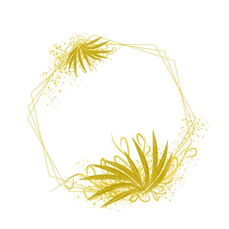 Hexagonal Frame With Golden Leaf Motif Hexagonal Golden Leaf Hexagon