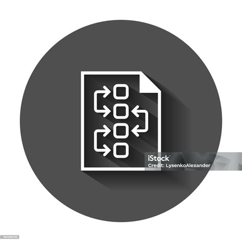 전술 계획 문서 아이콘입니다 긴 그림자와 벡터 일러스트입니다 비즈니스 전략 개념 계획 그림 강사에 대한 스톡 벡터 아트 및 기타