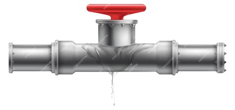 Premium Vector Metal Pipe With Red Valve Realistic Pipeline Element