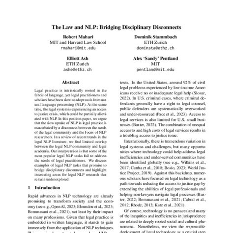 The Law And Nlp Bridging Disciplinary Disconnects Acl Anthology