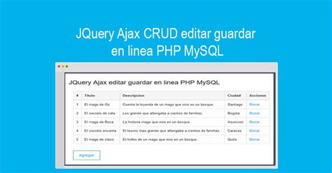 Jquery Ajax Crud Editar Guardar En Linea Php Mysql Baulphp
