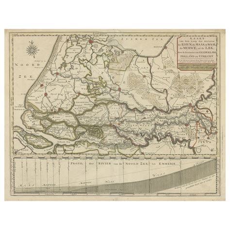 Detailed Map Of Dutch Rivers With The Rhine Maas De Merwe En De Lek