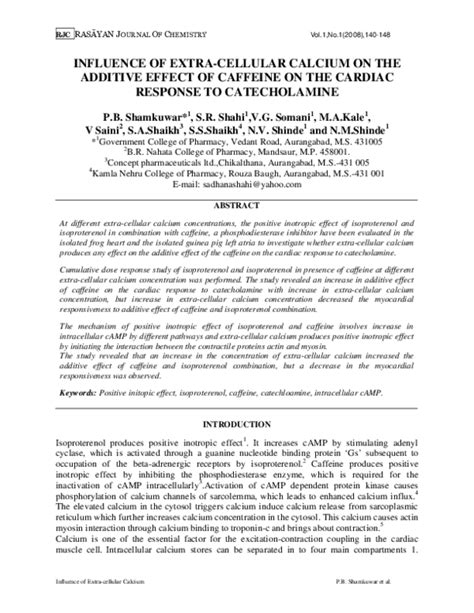 Pdf Influence Of Extra Cellular Calcium On The Additive Effect Of