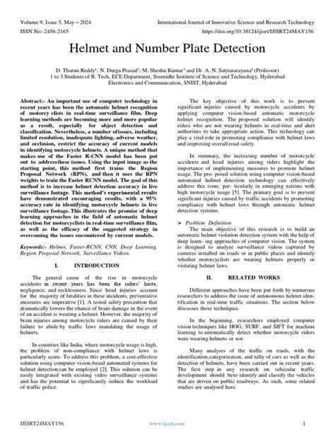 Helmet And Number Plate Detection Pdf Deep Learning Computer Vision