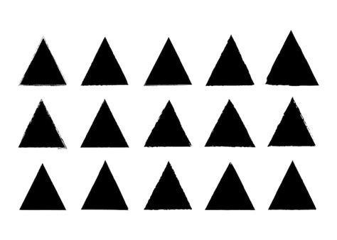 그룬지 삼각형 브러시 텍스처 스프 손으로 그린 페인트 컬렉션 프리미엄 벡터