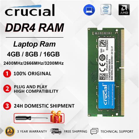 Ram Crucial Sodimm Ddr4 4gb 8gb 16gb 1 2v 2400mhz 2666mhz 3200mhz Gaming Ram Laptop Lazada