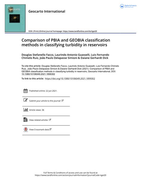 Pdf Comparison Of Pbia And Geobia Classification Methods In