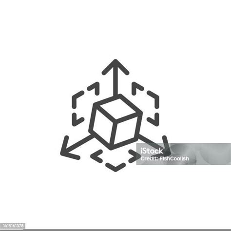 엔지니어링 3d 모델링 및 시각화에 대한 아이콘입니다 도면에 따른 제품 생성 이러한 선 기호는 기하학적 3d 객체 계획 도면과 같습니다 웹 및 앱용 벡터 아이콘 개요 편집