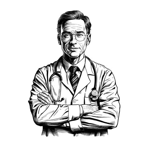 A Black And White Drawing Of A Doctor 51582993 Vector Art At Vecteezy