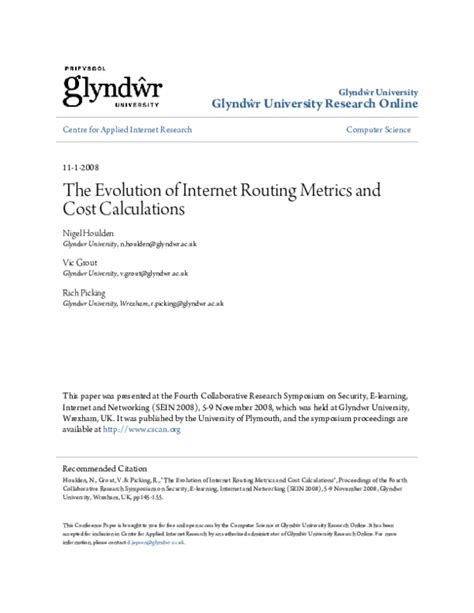 Pdf The Evolution Of Internet Routing Metrics And Cost Calculations