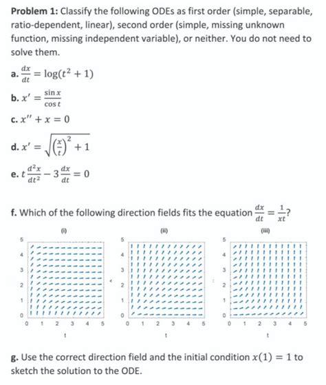 Solved Problem 1 Classify The Following Odes As First Order