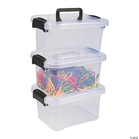9 12 X 7 Medium Classroom Clear Locking Storage Bins With Lids 3 Pc Oriental Trading