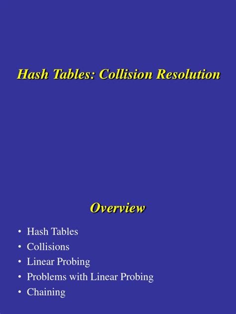 Hash Tables Collision Resolution Pdf Areas Of Computer Science