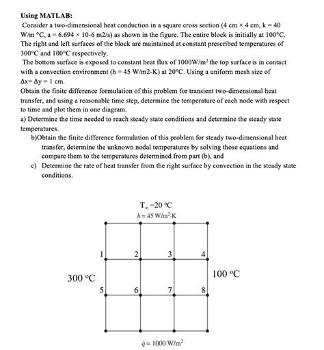 Solved Using Matlab Consider A Two Dimensional Heat