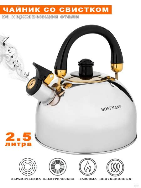 Чайник из нержавеющей стали для всех видов плит со свистком 2 5л купить с доставкой по