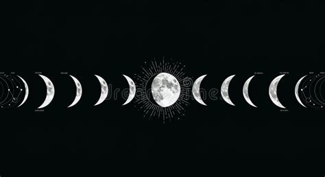 A Series Of Moon Phases Are Displayed Against A Black Background