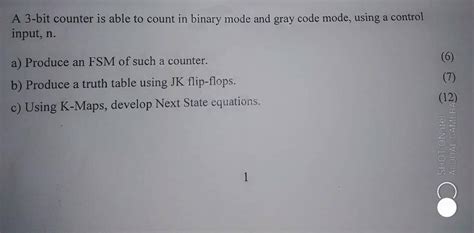 Solved A Bit Counter Is Able To Count In Binary Mode And Chegg