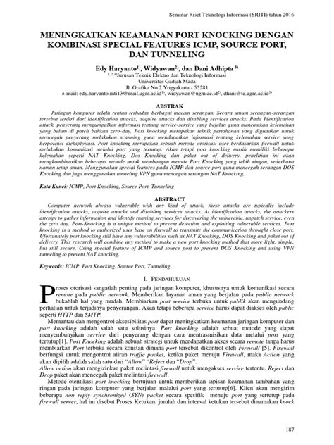 Meningkatkan Keamanan Port Knocking Dengan Kombinasi Special Features Icmp Source Port Dan