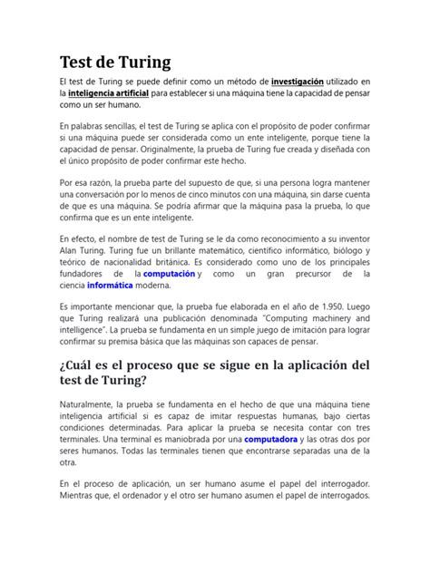 test de turing pdf alan turing inteligencia artificial