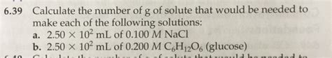 Solved Calculate The Number Of G Of Solute That Would Be Chegg