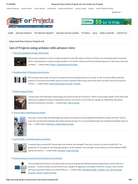 Advanced View Arduino Projects List Use Arduino For Projects Pdf