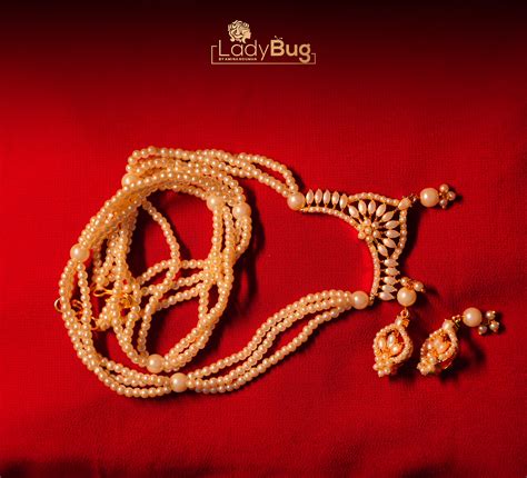 Real Pearls Mala Set Ladybug