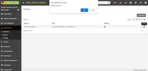 How To Delete The Branch Smart School School Management System By Qdocs