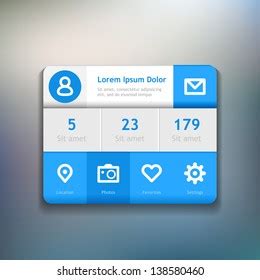 Mini Widget Profile Interface Vector Illustration Stock Vector Royalty Free 138580460