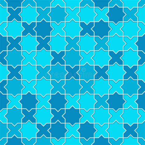 Geometric Blue Mosaic Tile Seamless Pattern Vector Abstract Background