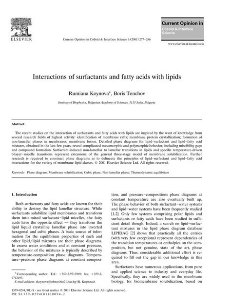 Pdf Interactions Of Surfactants And Fatty Acids With Lipids