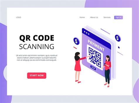 Premium Vector Isometric Qr Code Scanning Landing Page