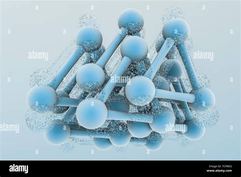 Three Dimensional Rendering Biochemical Technology Molecule With Light Blue Background Stock