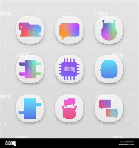 Chatbots App Icons Set UI UX User Interface Talkbots Support Service