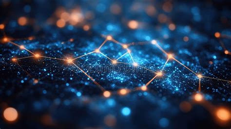 Abstract Network Connection Glowing Nodes And Lines Digital Data Flow Technology Background